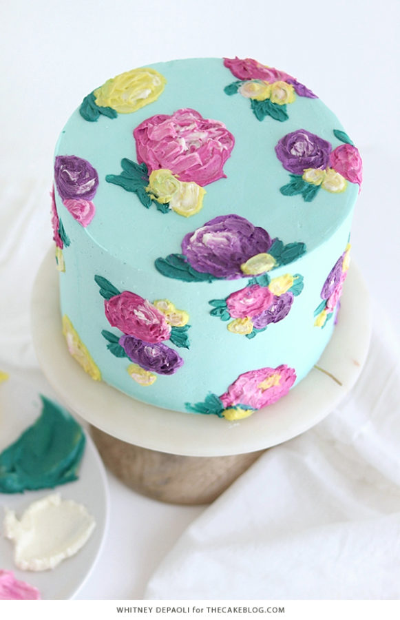 Painted Buttercream Flower Cake | The Cake Blog